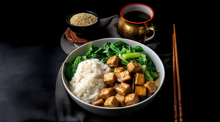 Marinated Tofu with Asian Greens & Rice - Monash Fodmap